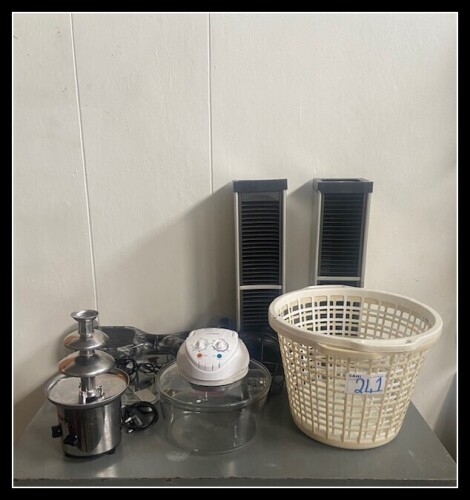 HOVERBOARD, CHOCOLATE FOUNTAIN, DVD RACK, SCALE, WASHING BASKET AND ...