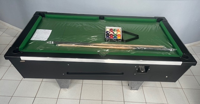 2 RAND COIN OPERATED SLATE TOP POOL TABLE WITH BALLS AND CUES - STC ...